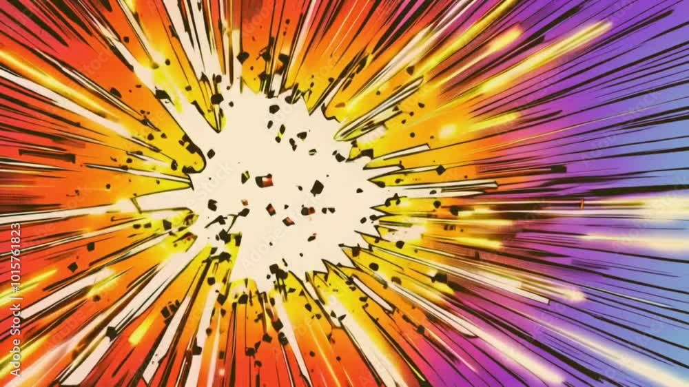 Comic Book Action Layout Background With Power Fx/ 4k animation of a ...