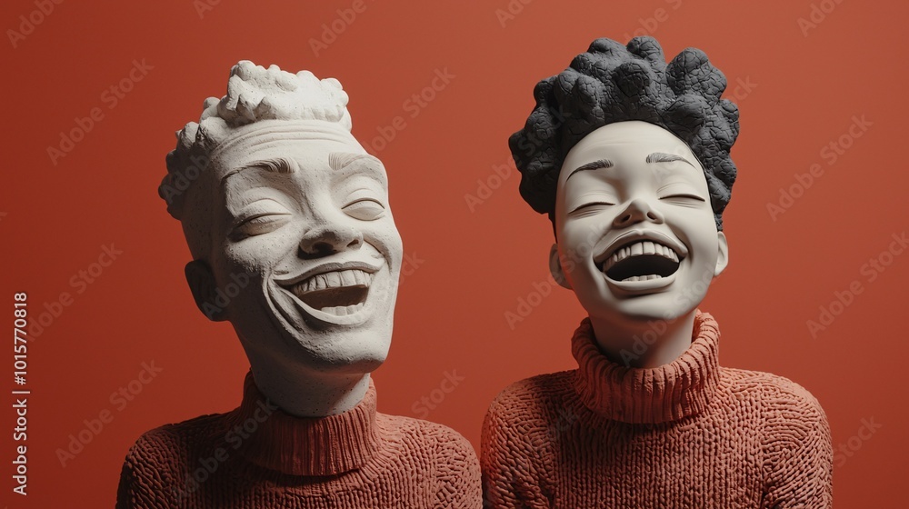 Dynamic figures exhibit whimsical expressions, emphasizing distinctive ...