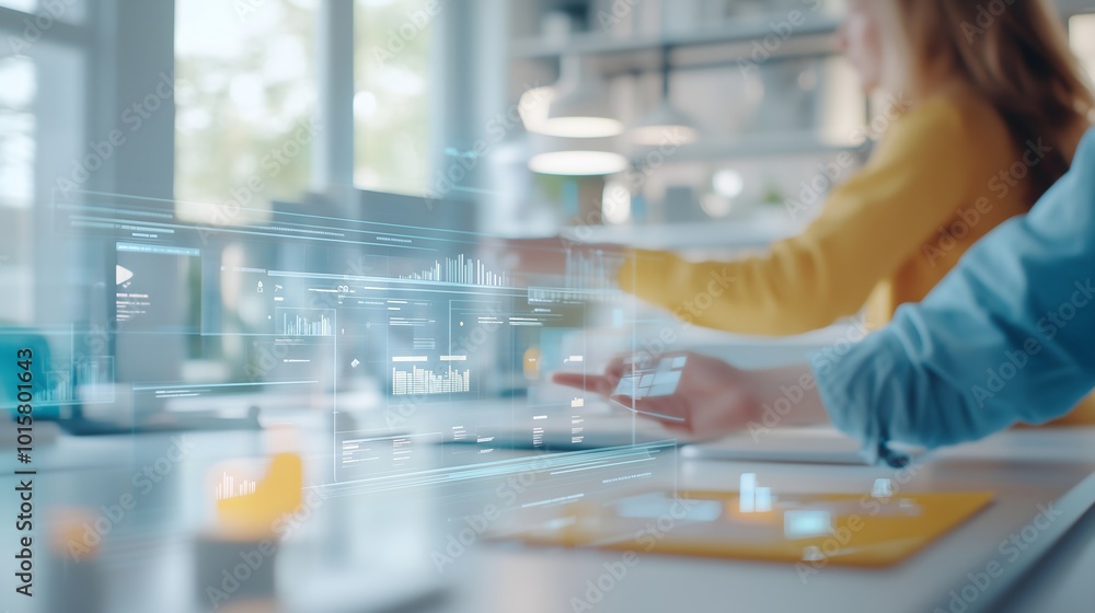 Blur, defocus Background banner IT startup. UX developer and a UI ...