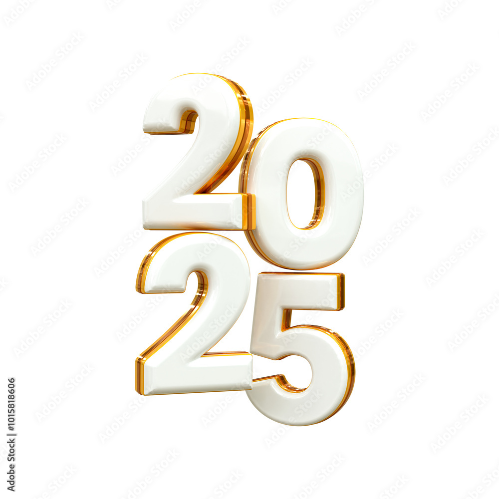 3d rendering Happy new year 2025 gold 3d text effect banner design template Stock Illustration ...
