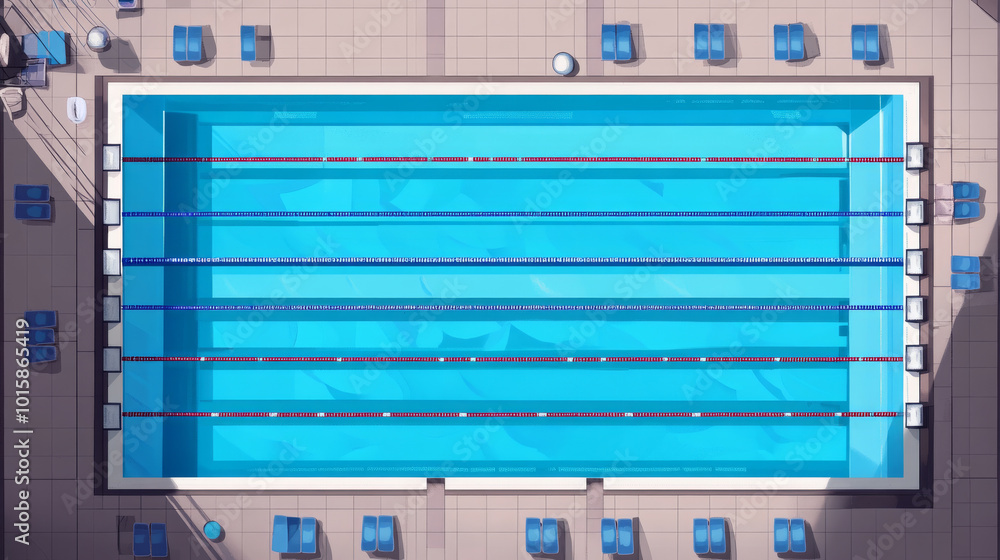 A simple illustration of an Olympic swimming pool from above. The lanes ...