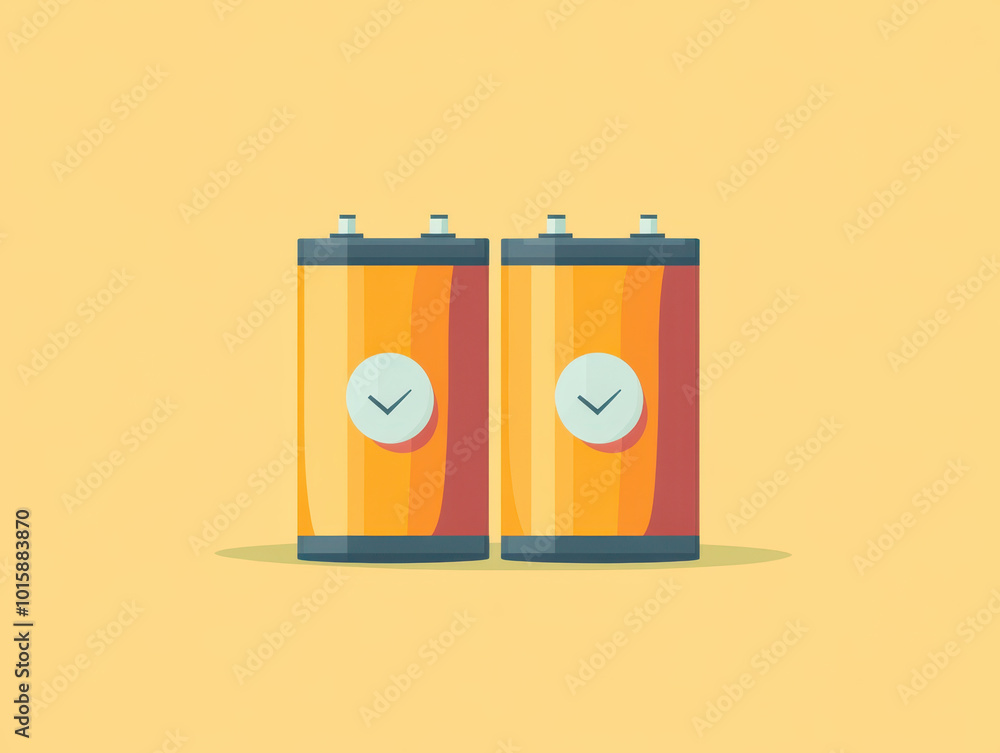 Minimalistic battery illustration featuring two batteries with flat ...