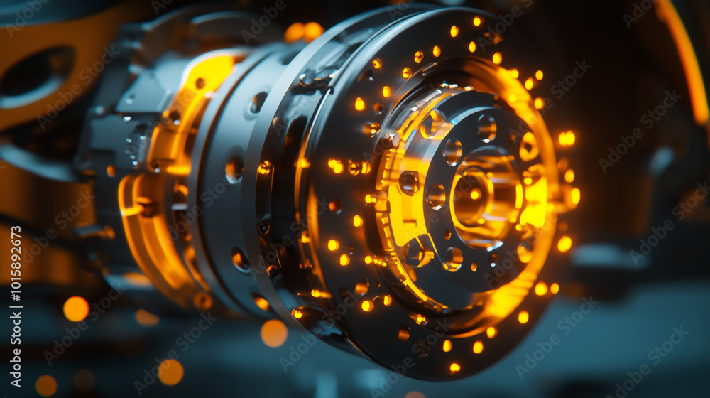 Car disc brake parts and how they work, shown with a glowing light ...