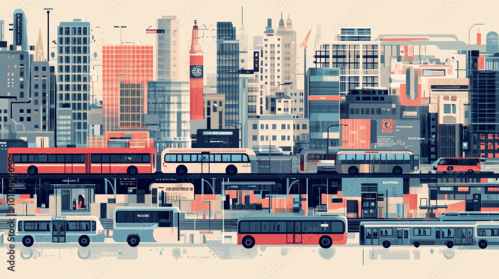 A diagram showing different public transportation vehicles like buses ...