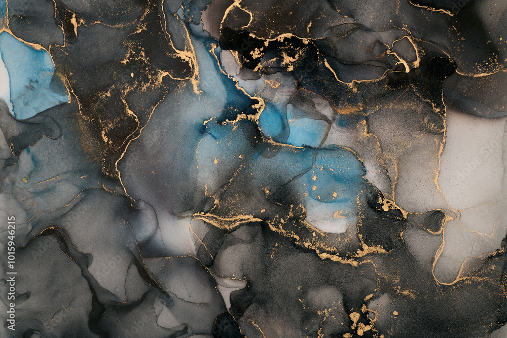 Soft waves of translucent color meet shimmering gold accents in ...