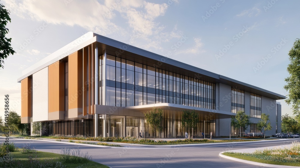 Exterior of a modern hospital building, with contemporary design, large ...