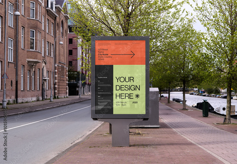 Mockup Of Vertical Customizable Poster On Sidewalk Stock Template ...