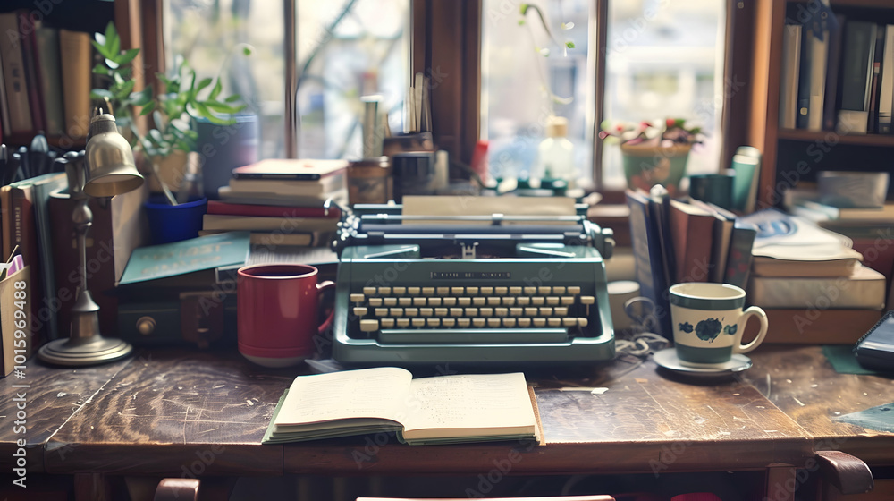 Freelance Writer's Desk in New York: A cozy, cluttered desk of a ...