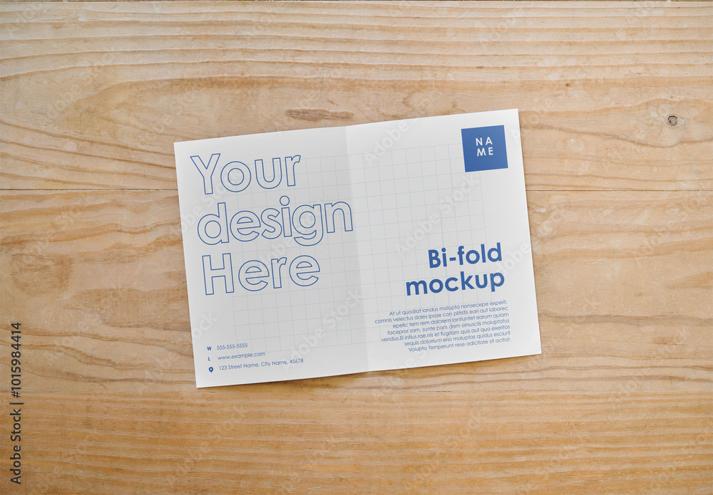 Mockup Of Customizable Bi-Fold Open Leaflet Stock Template | Adobe Stock
