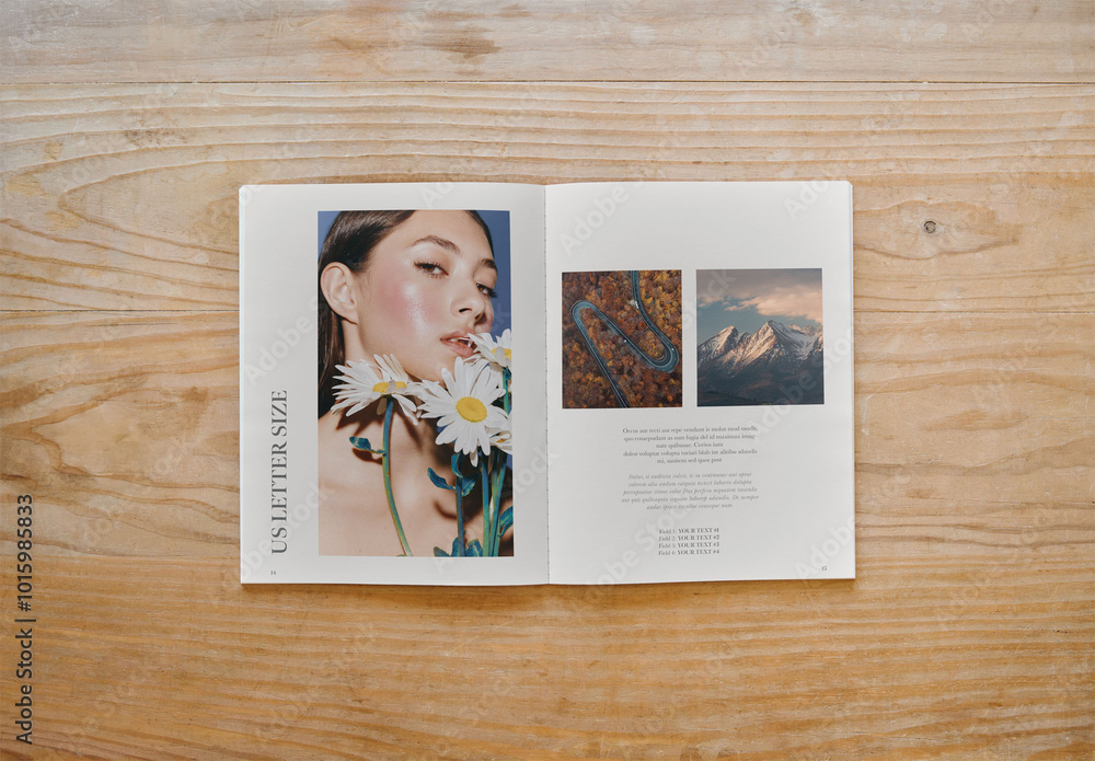 Mockup Of Customizable Us Letter Size Magazine, Inside Pages Stock ...