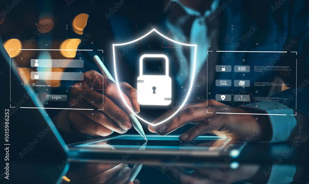 Business person explore the core of cyber security. Delve into cyber ...