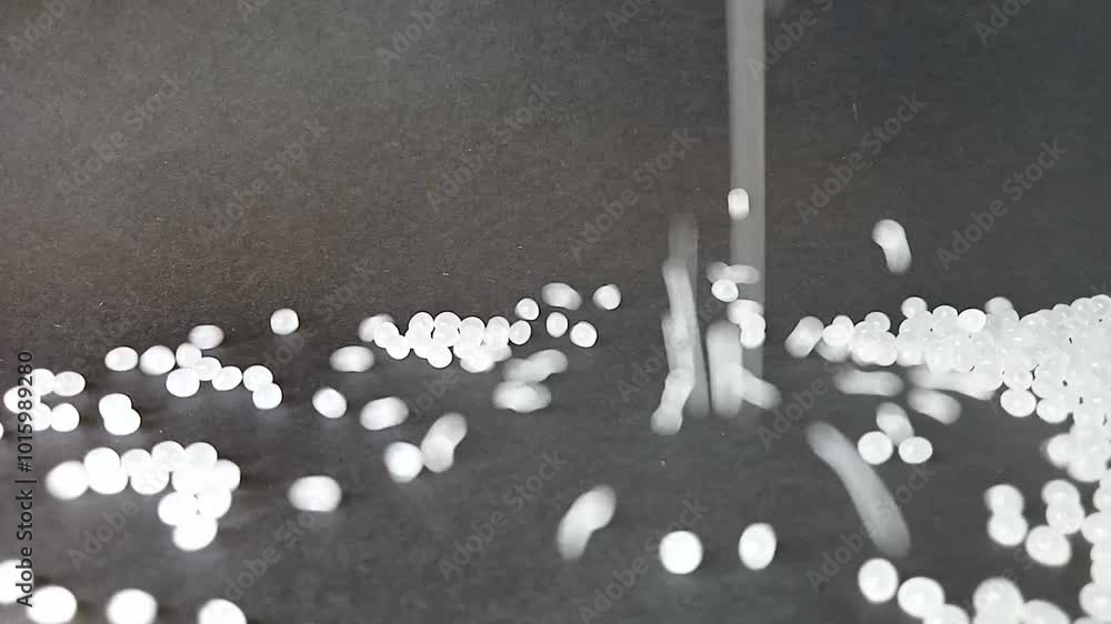 virgin polymer granules, virgin raw material, natural resin, scattered ...