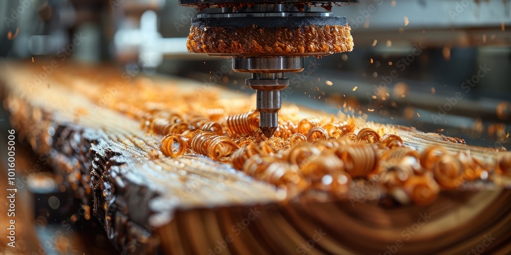 CNC Router Cutting Wood with Sawdust Flying, woodworking, wood carving ...