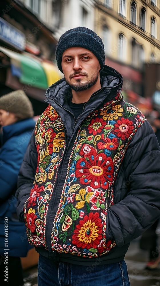 ukrainian man 35 years old, on the LVIV in an embroidered jacket with ...