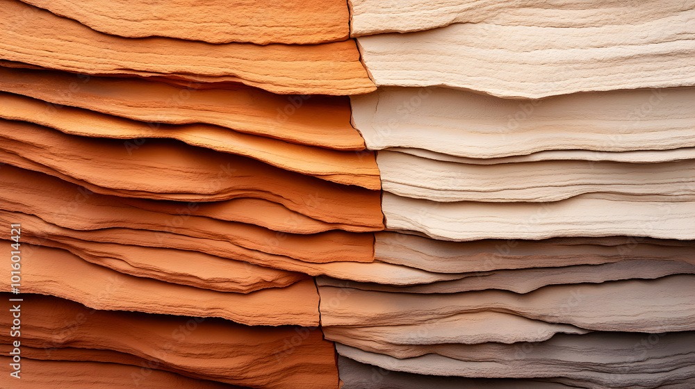 Textured layers of orange and beige rock formations create stunning ...
