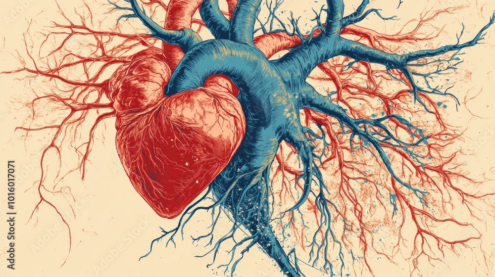 A scientific circulatory system illustration, with a detailed look at ...