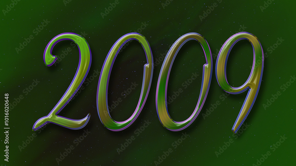 3D green with blue border design of number 2009 on green background ...