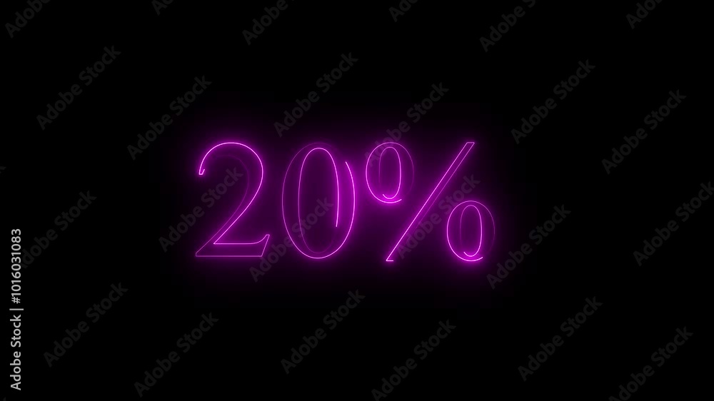 20% text animation by pink neon on black background. Pink Neon 20 ...