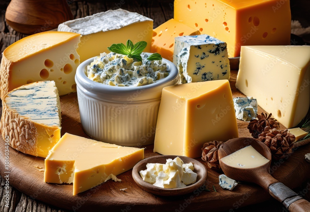 intricate close dairy textures showcasing cheese varieties rustic ...