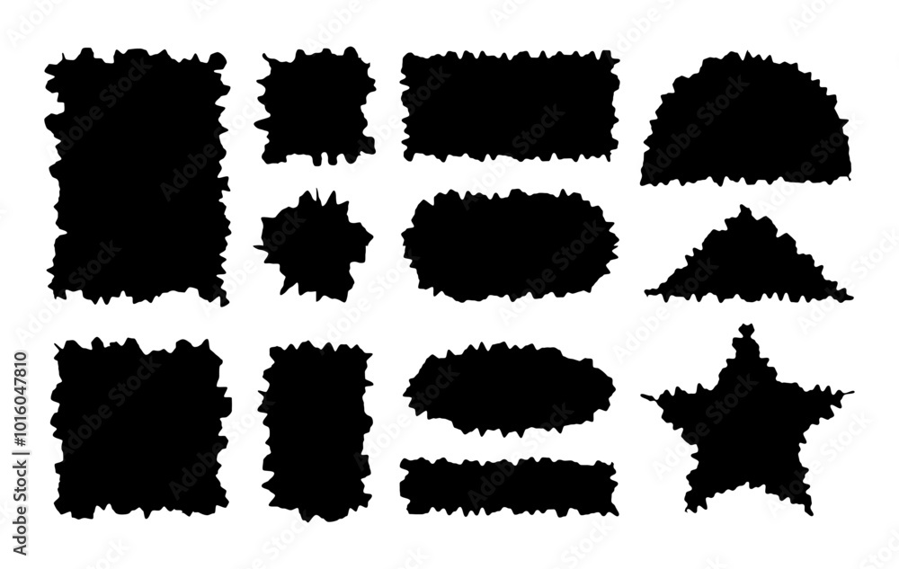 Scallop frame set. Different wavy shapes with squiggly edge border. Zig ...