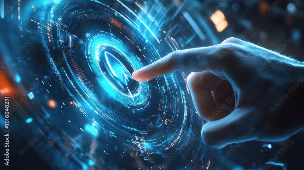 A hand twisting a button with a rocket icon, symbolizing full ...