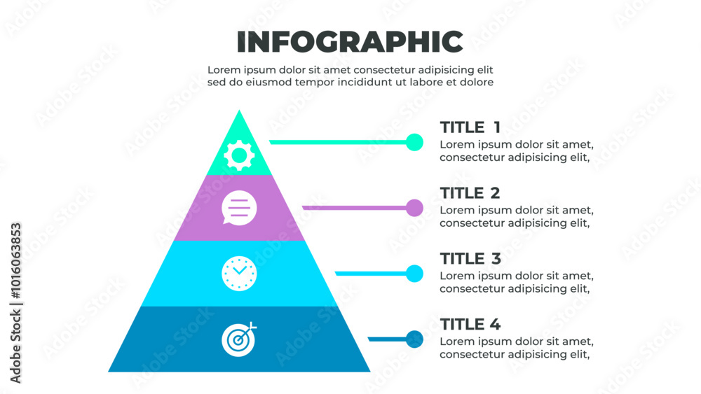 Infographic illustrating a four-step process represented by a pyramid ...