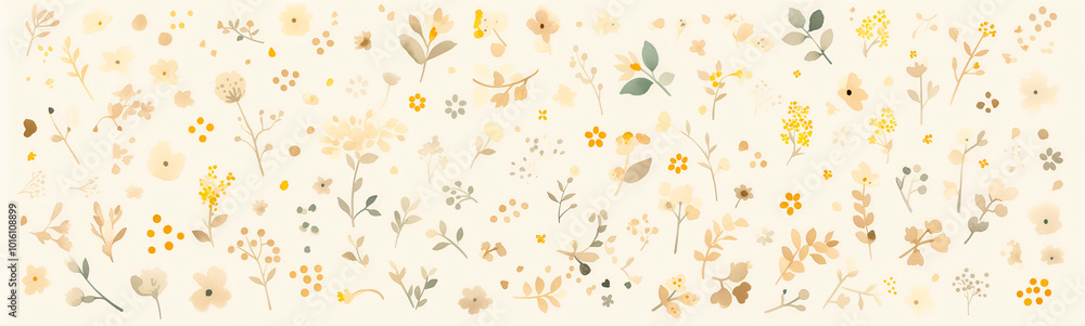 Whimsical Floral Pattern: A whimsical and delicate pattern featuring a ...