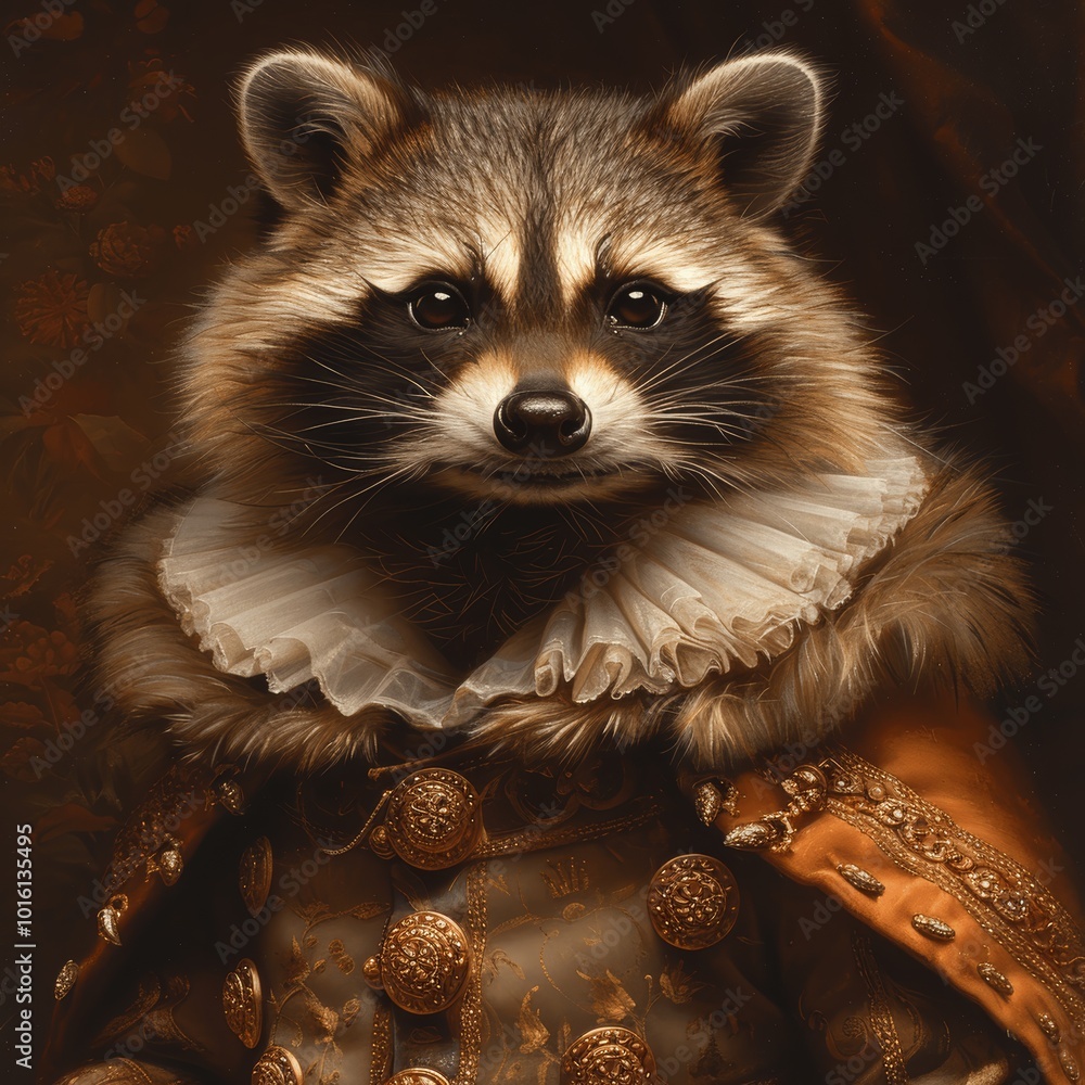 Renaissance Raccoon Portrait in Victorian Aristocrat Outfit with Ruff ...