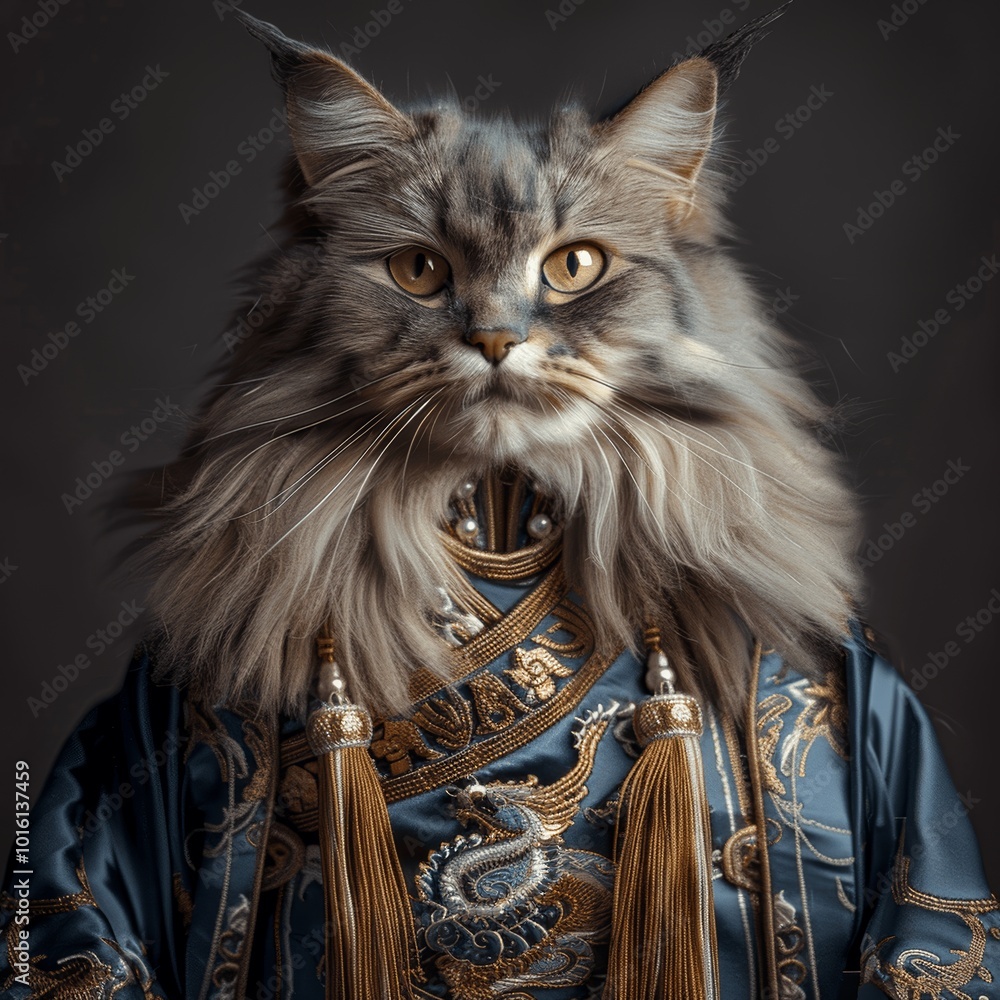 Hyper Realistic Portrait of Beautiful Long-Haired Cat as Ancient ...