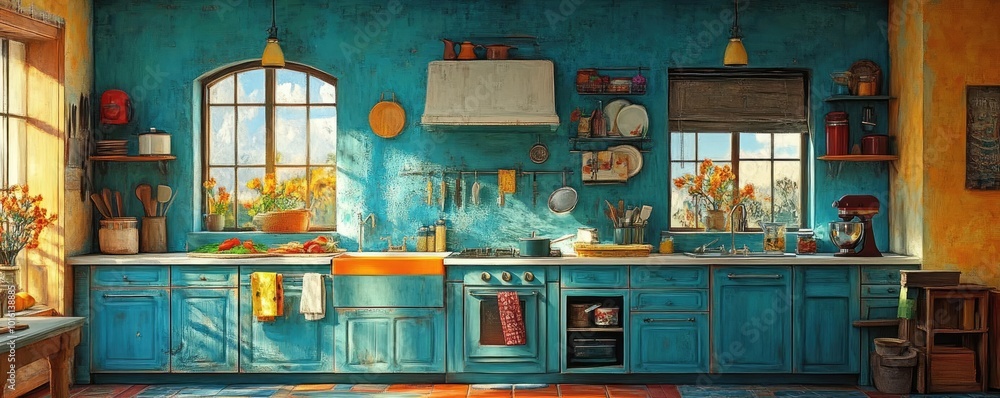 Surrealist kitchen where fantasy worlds blend with whimsical food ...