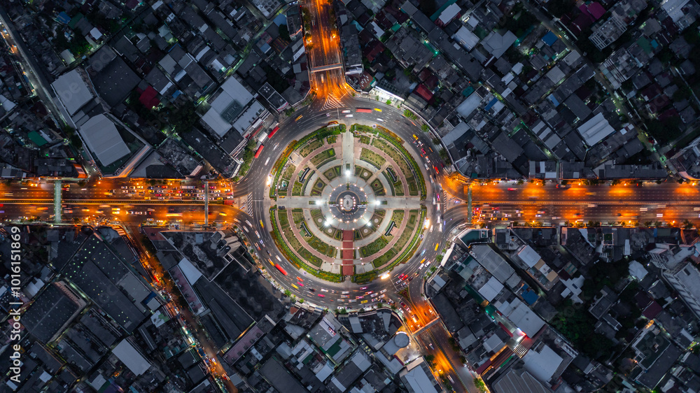 Aerial view elevated road traffic junctions, Modern construction design ...