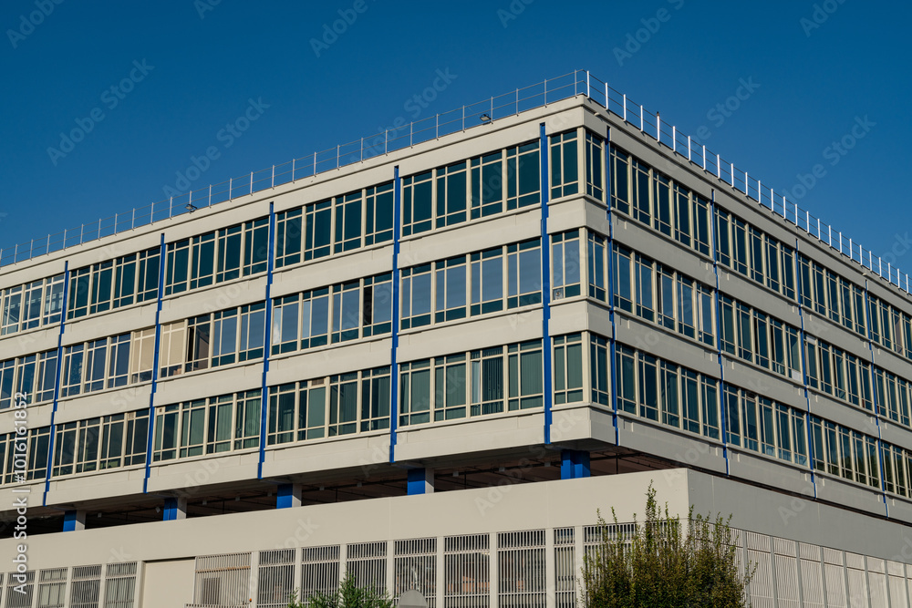 detail of facade modular windows of a modern university building ...