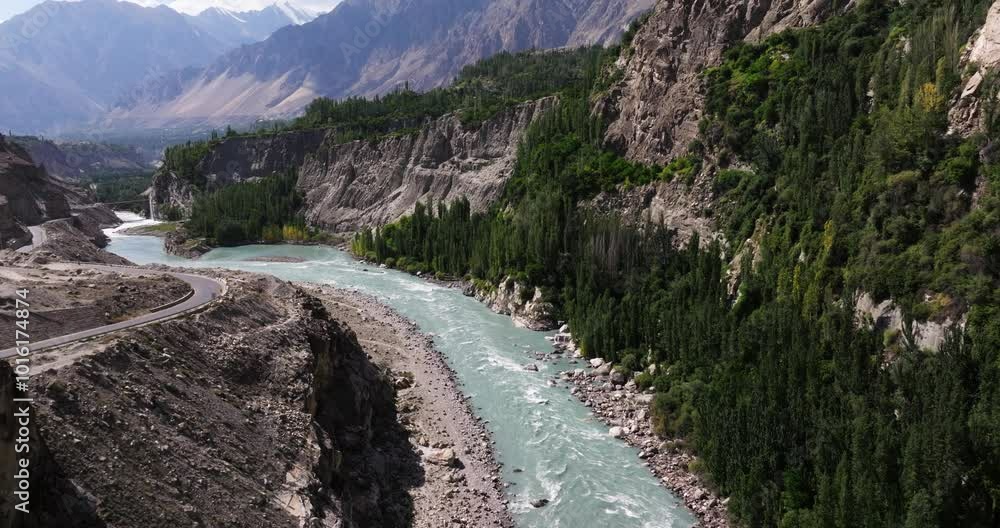 Amazing Aerial View of Hunza River Winding through Hunza Valley ...