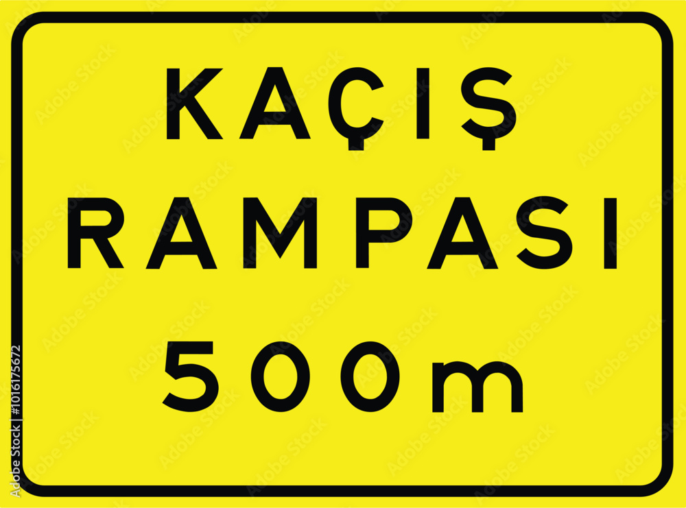 Escape lane, Information signs, Road signs in Turkey. Standard traffic ...