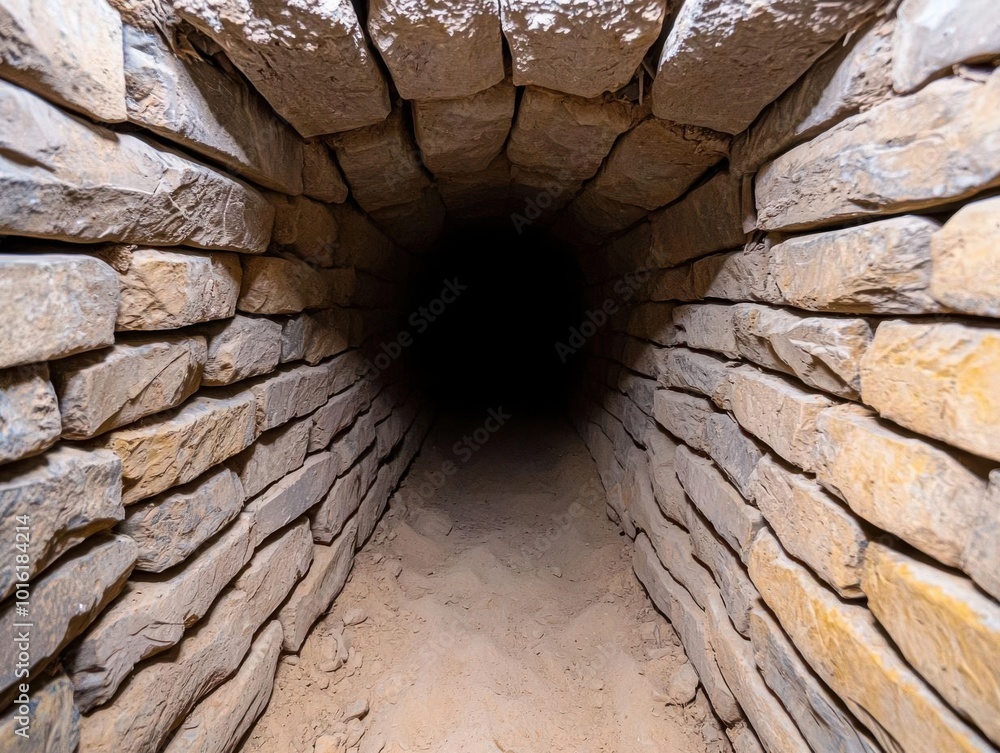 Underground mine with tunnel networks and reinforced shafts for mineral ...