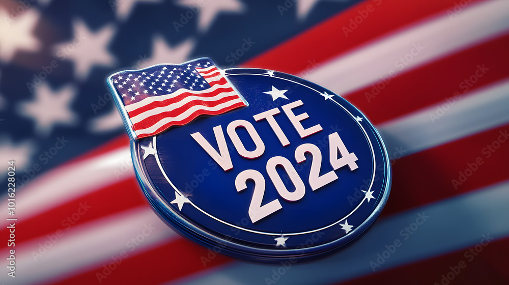 USA 2024 election badge with VOTE 2024 text and USA symbols placed on ...