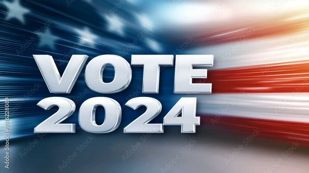 Vote 2024 campaign graphic featuring American flag colors and bold text ...