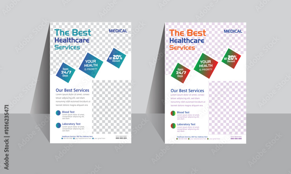 Corporate healthcare and medical flyer with rectangle shapes ,brochure ...