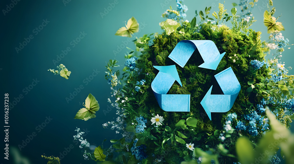 Recycle, sign and nature background or wallpaper for environmental ...