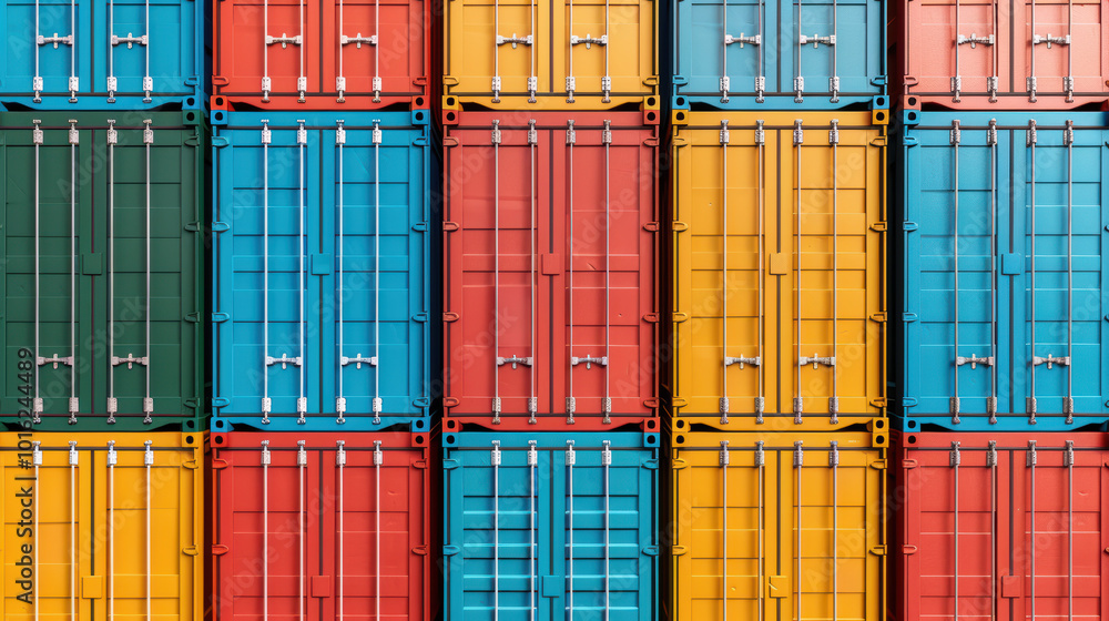 Colorful Cargo Containers: A vibrant wall of stacked shipping ...