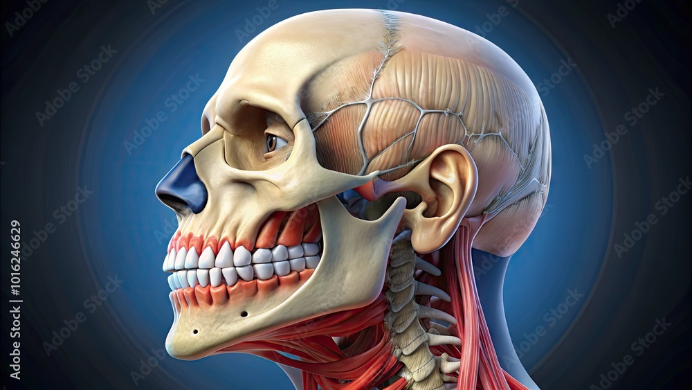 3D rendered illustration of human jawbone anatomy, showcasing detailed ...