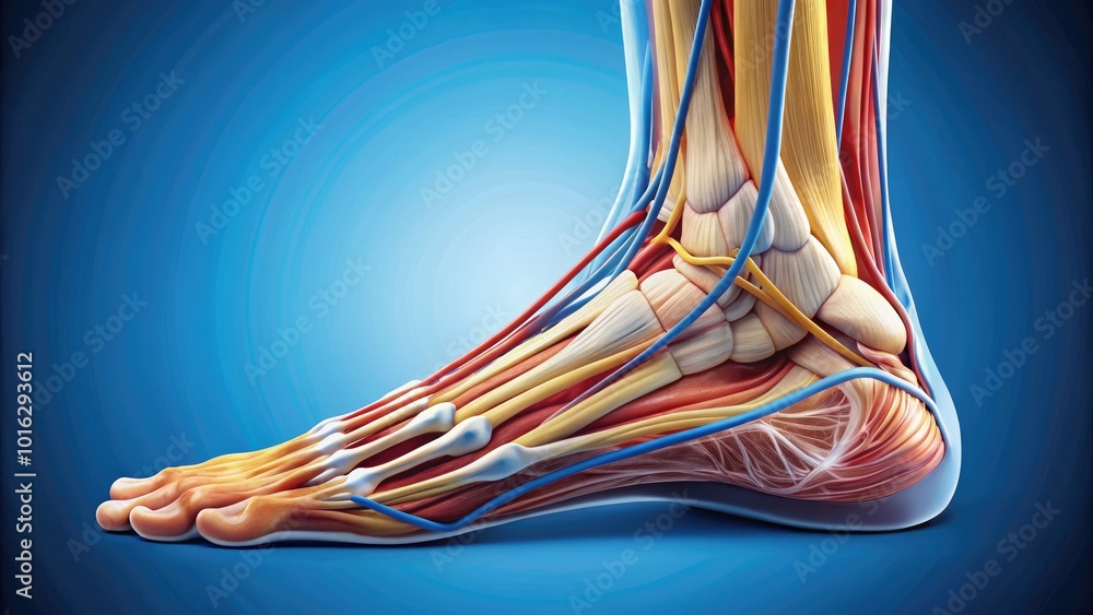 Detailed illustration of the human ankle's internal structure ...