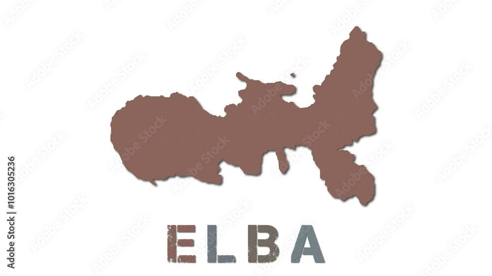 Elba map with paper regions. Animated island map growing from regions ...
