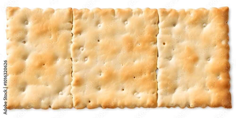 Saltine crackers with a golden brown color and a textured surface Stock ...
