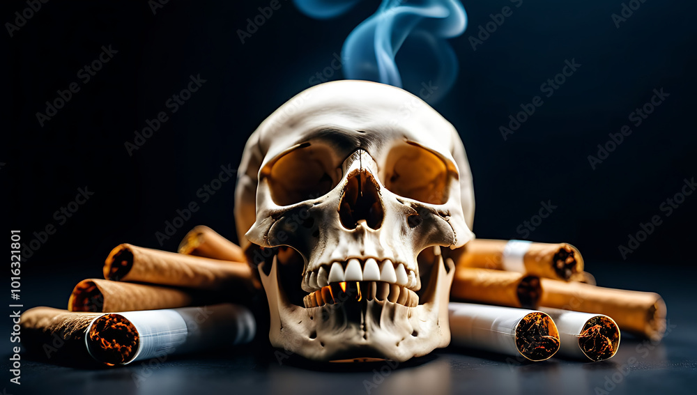 cigarettes forming skull shape smoking health risks toxic nicotine ...