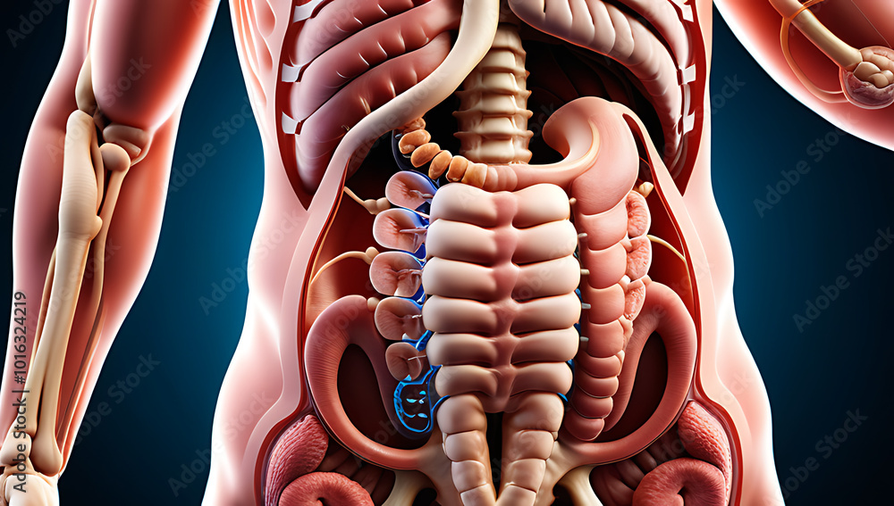 human gut anatomy render stomach intestines bowels health digestive ...