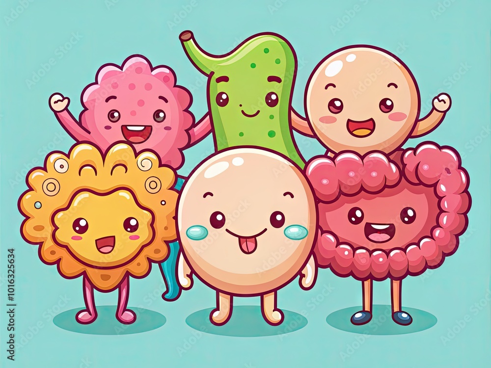 Kawaii Gastrointestinal Organs Characters - Smiling Stomach, Pancreas ...