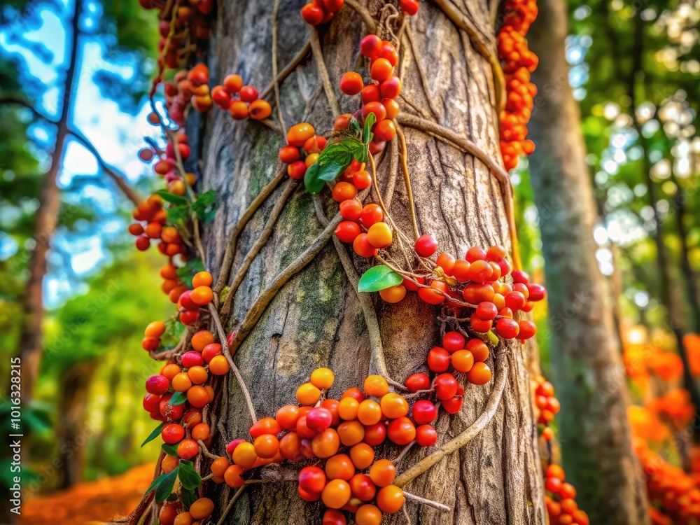 Long Exposure of Asiatic Bittersweet Vine Wrapping Around Tree for ...