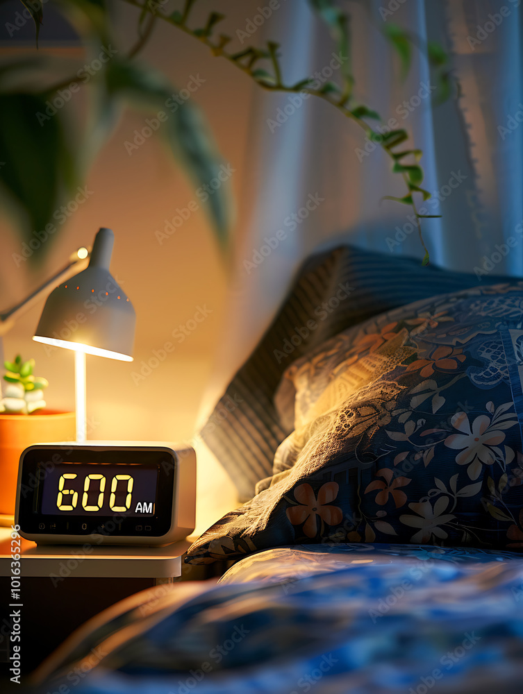 Morning Routine: Digital Alarm Clock Showing 6:00 AM with Illuminated ...