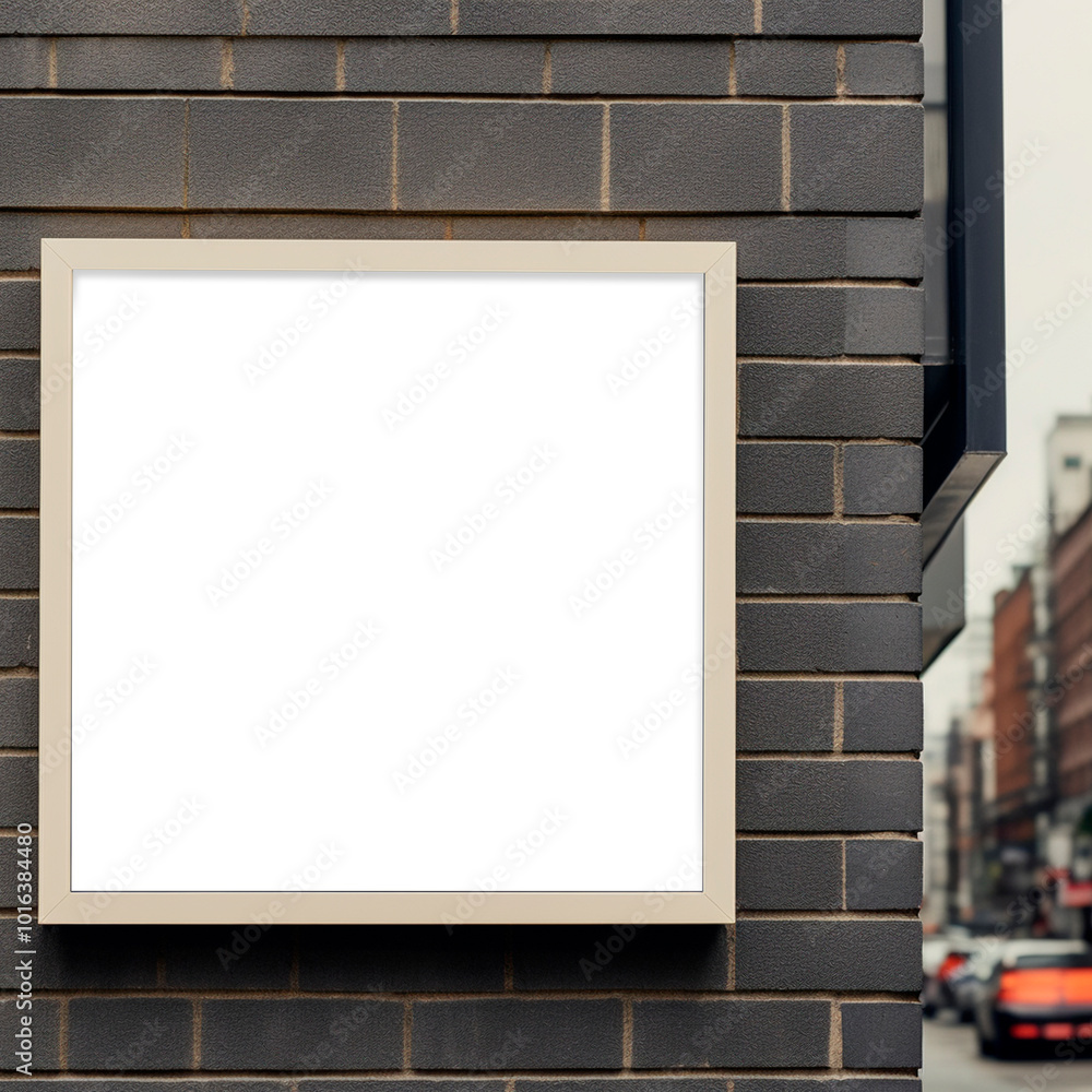 Square mockup for illuminated street sign. Brand logo board. PSD format ...